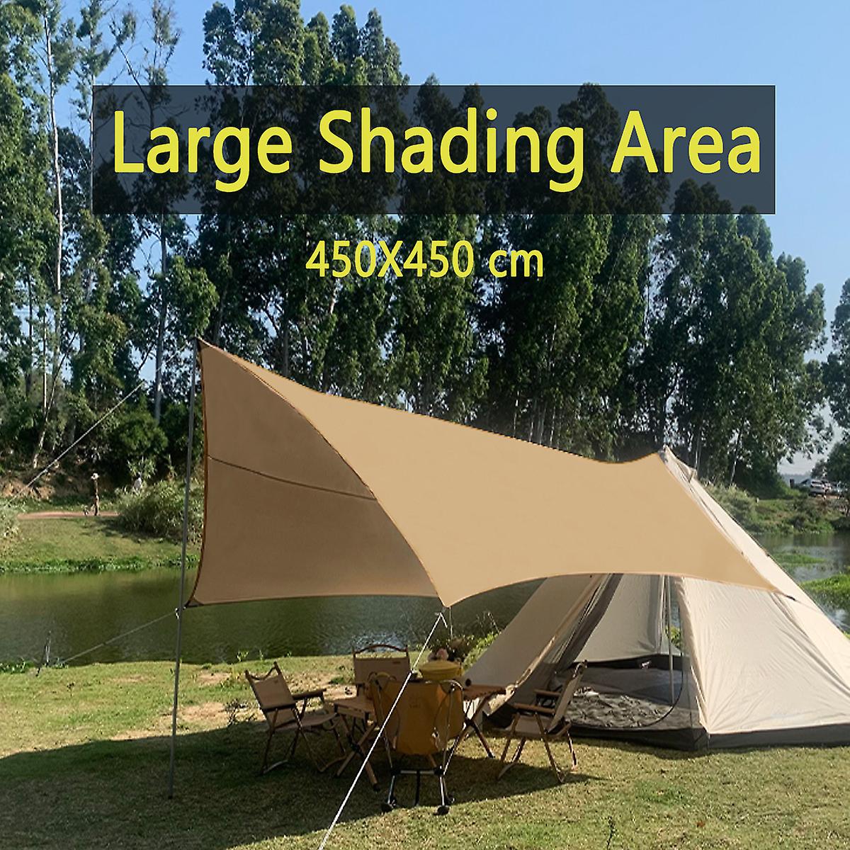4.5x4.5m Sliver Coating Tarp Waterproof Outdoor Camping Hexagonal ...