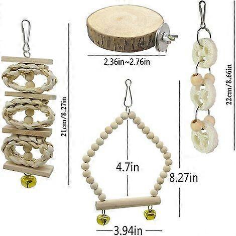 8 packs of bird toys, bird and parrot swing, bird cage toys - natural ...