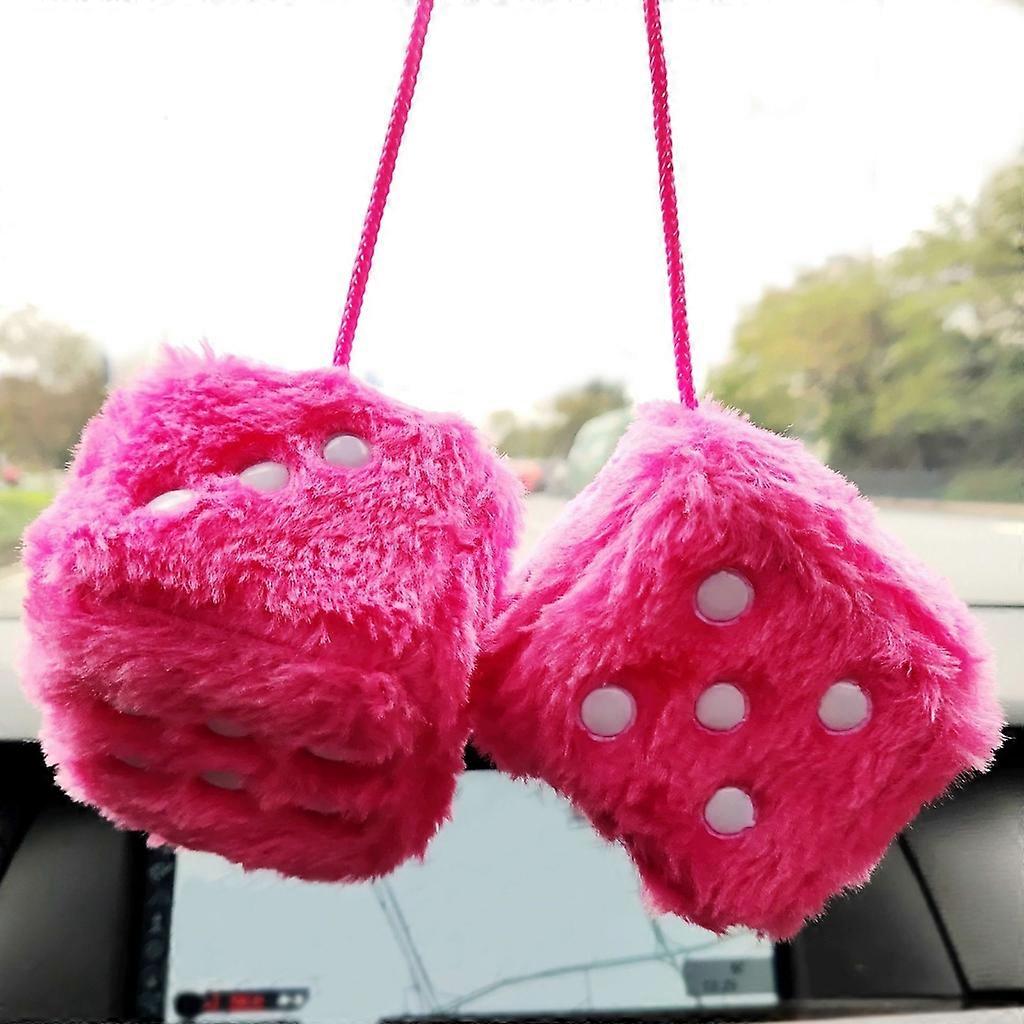 Square Dice Pendant Fuzzy Plush Dice with Dot for Car Rearview Mirror 1 ...
