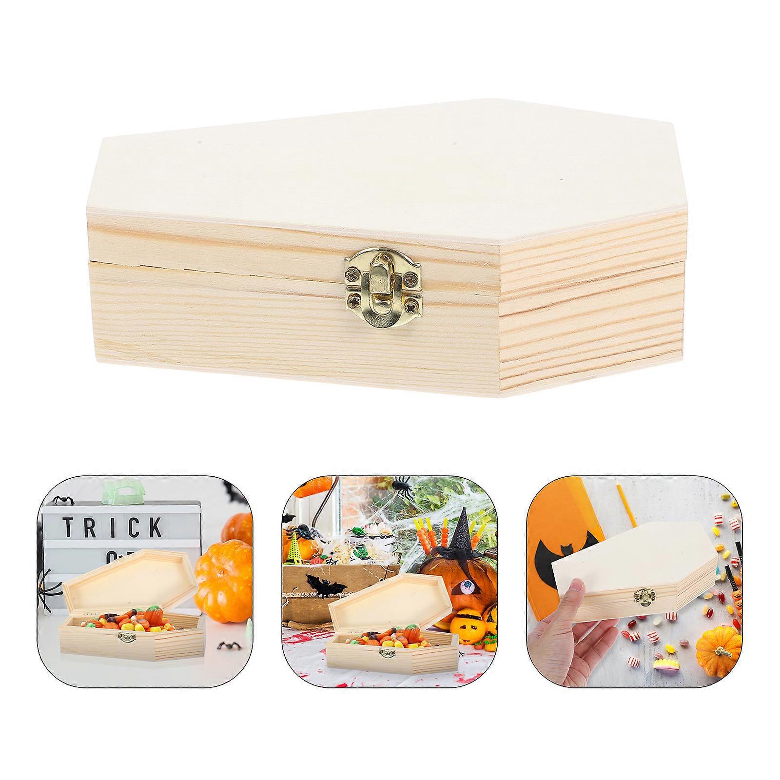 Small Coffin Box Jewelry Storage Case Unpainted Halloween Coffin Shape ...