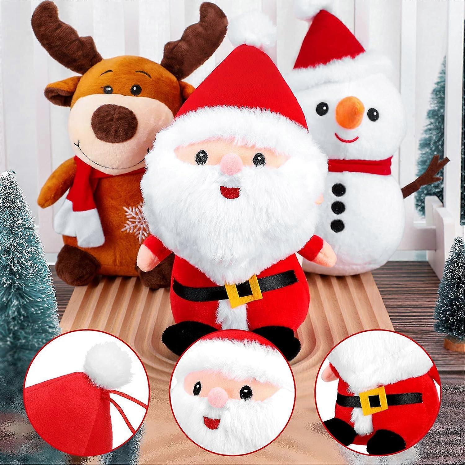 3 Pieces Christmas Plush Toys Santa Claus Plush Doll Reindeer Stuffed ...
