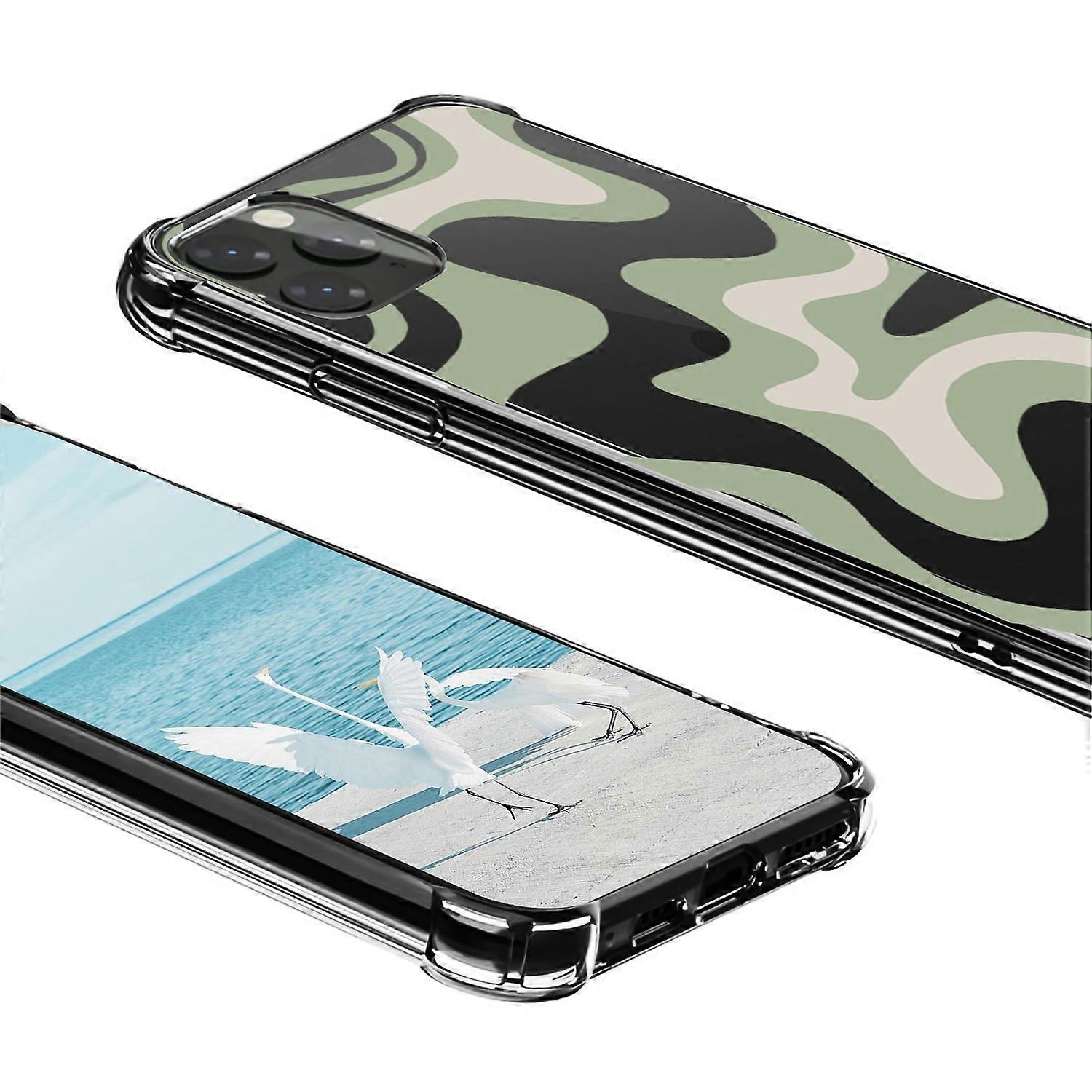 For iPhone 16 Pro Max Case Colorful Wave Pattern Printing Soft TPU+PC ...