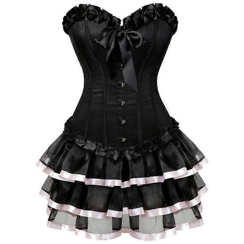 Plus Size Burlesque Corsets Dress With Skirt Costumes Vintage Lace Up ...