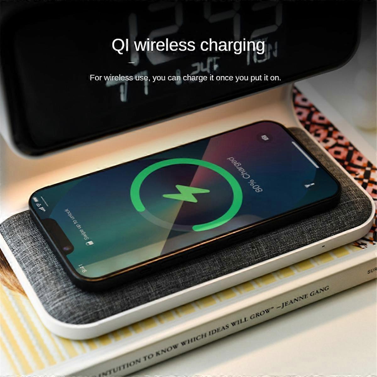 Alarm Clock with Wireless Charging and Lights Dimmable Digtial Alarm Clock Charging Station for ...