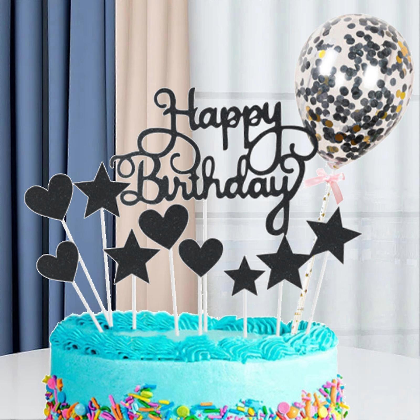 MengXi 1 Set Cake Card Easy-using Glitter Paper Pentagram Birthday Topper Ballon Set for Kid ...