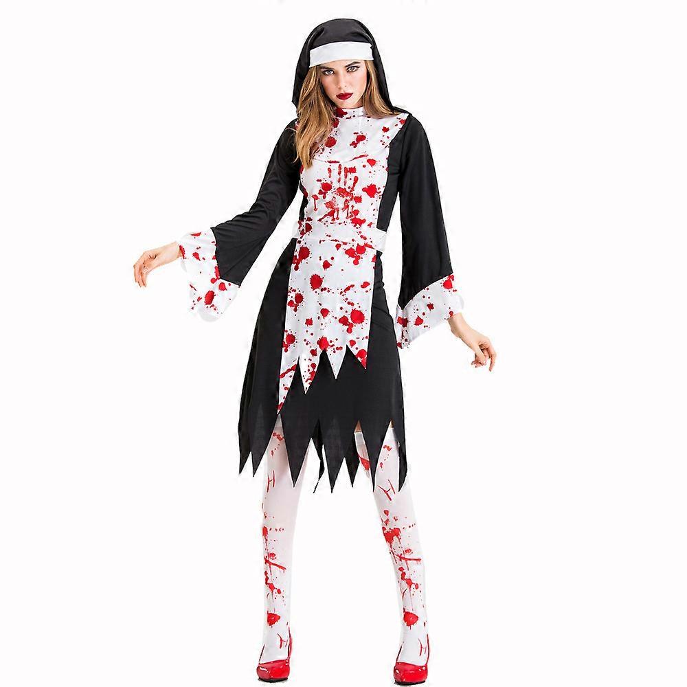 S-Xl Zombie Nun's Outfit Halloween Costume Cos Costume Cosplay Bloody ...