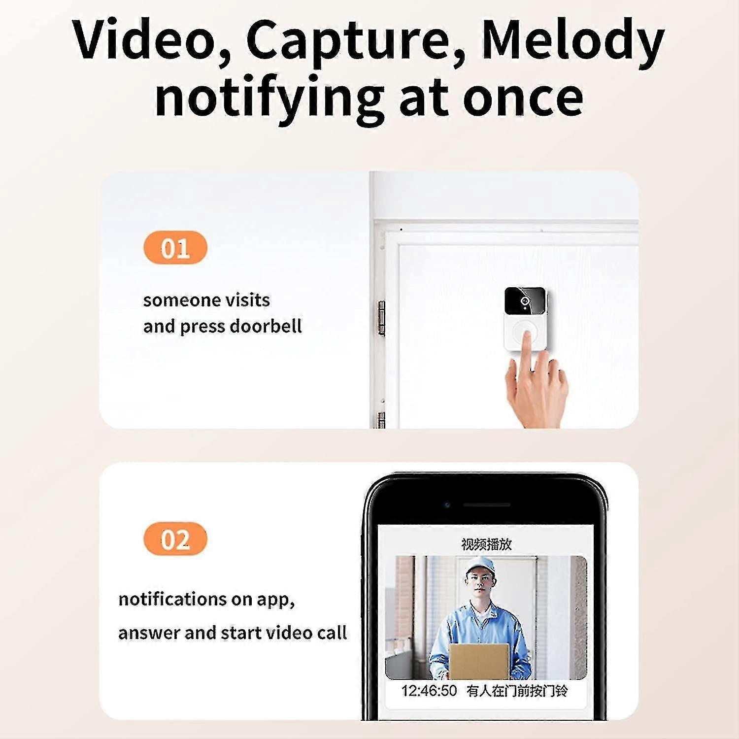 Smart Video Ring Doorbell Home Intercom, Smart Wireless Remote Video ...