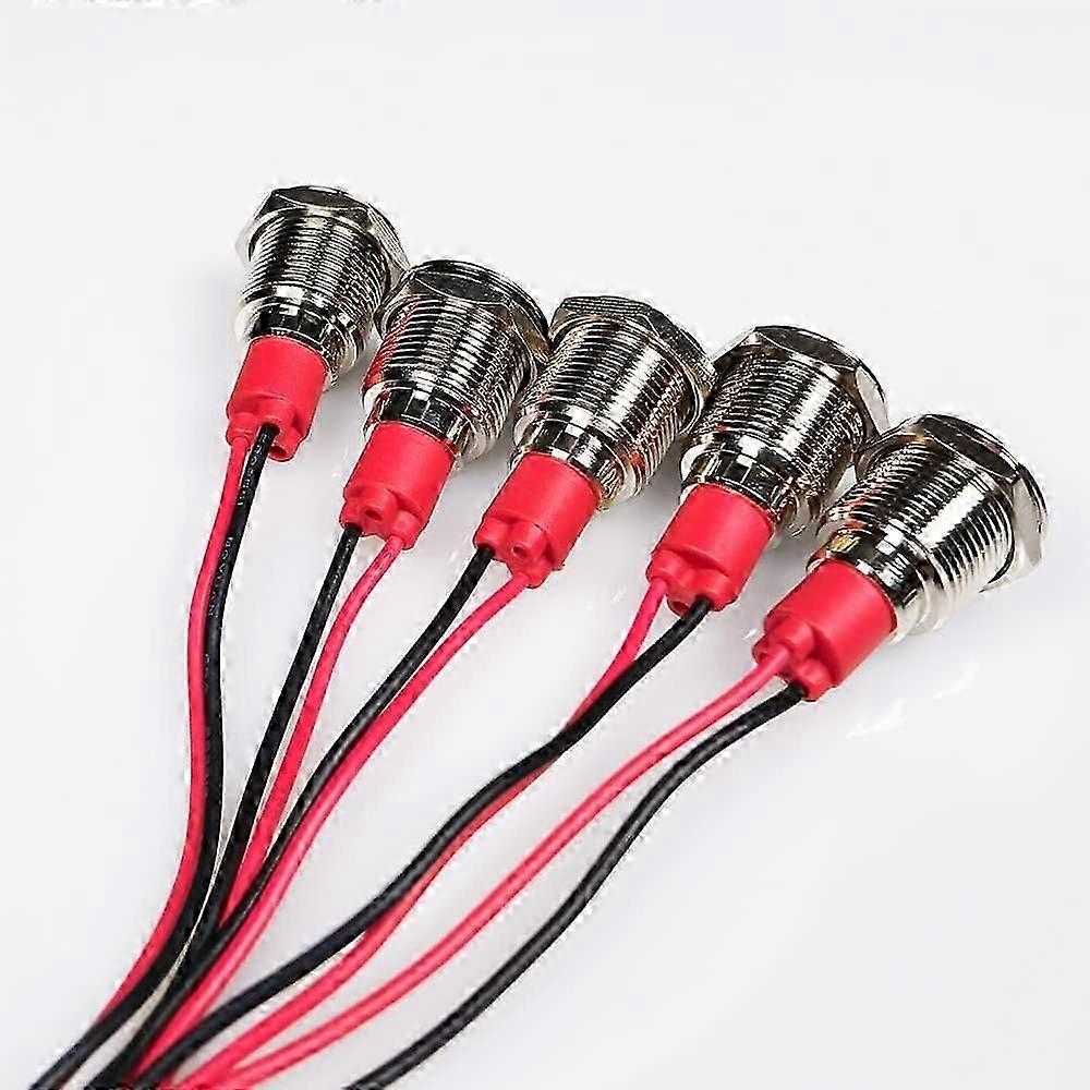 5pcs 12mm 12/24VDC LED Metal Indicator - Waterproof Light Signal Pilot ...