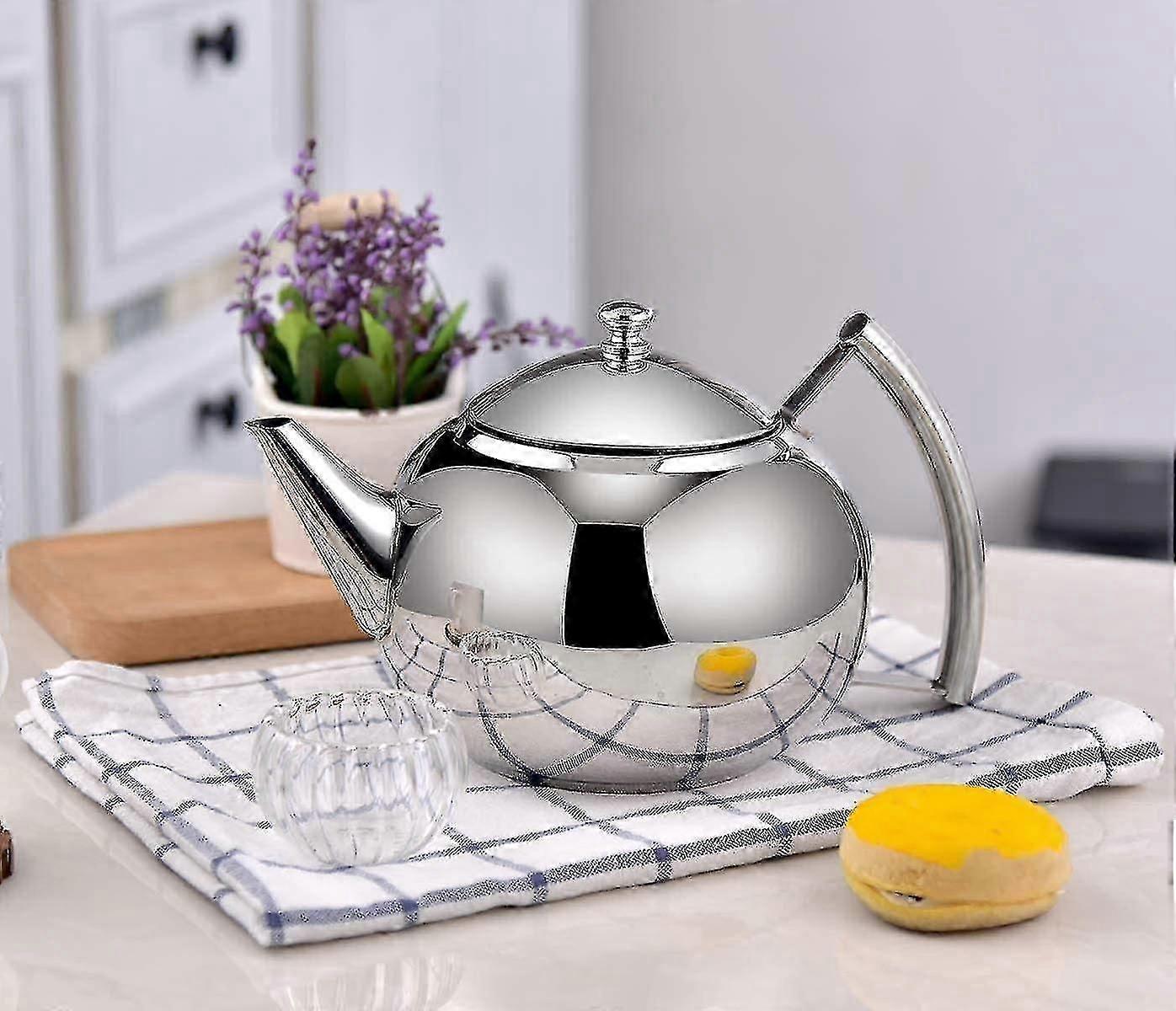 Teapot With Infuser Loose Tea Leaf 2 Liter Stainless Steel Tea Pot ...