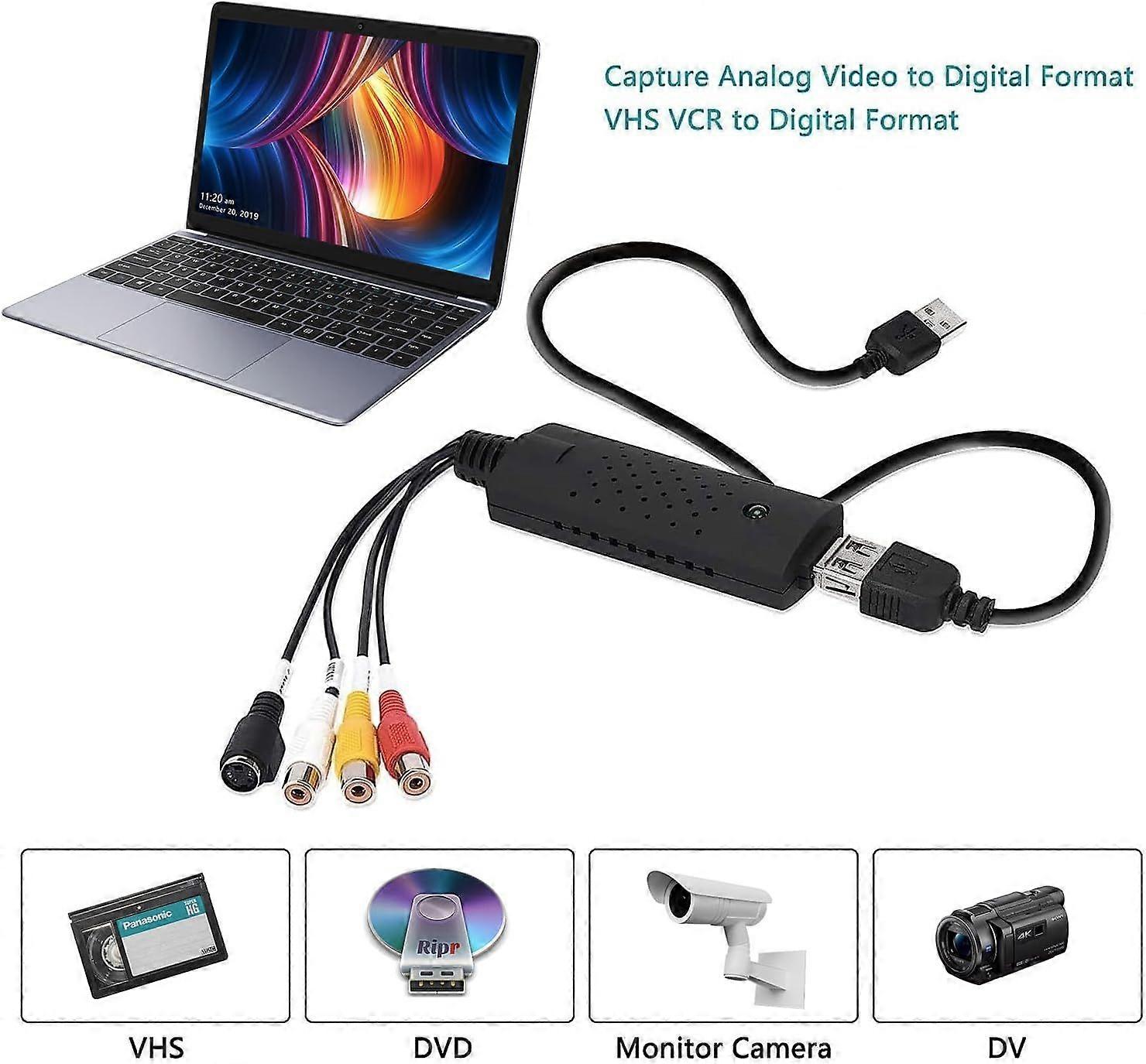 VHS to Digital Converter,Video Capture Card USB 2.0 Audio Video Capture ...