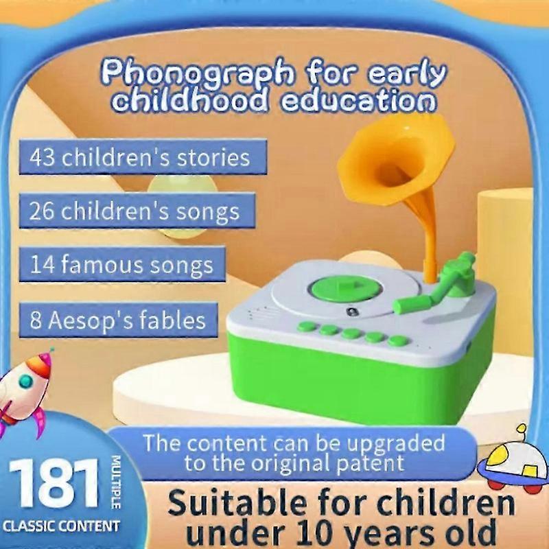 Kids Gramophone with 96 Cards – Musical Phonograph Story Player Gift ...