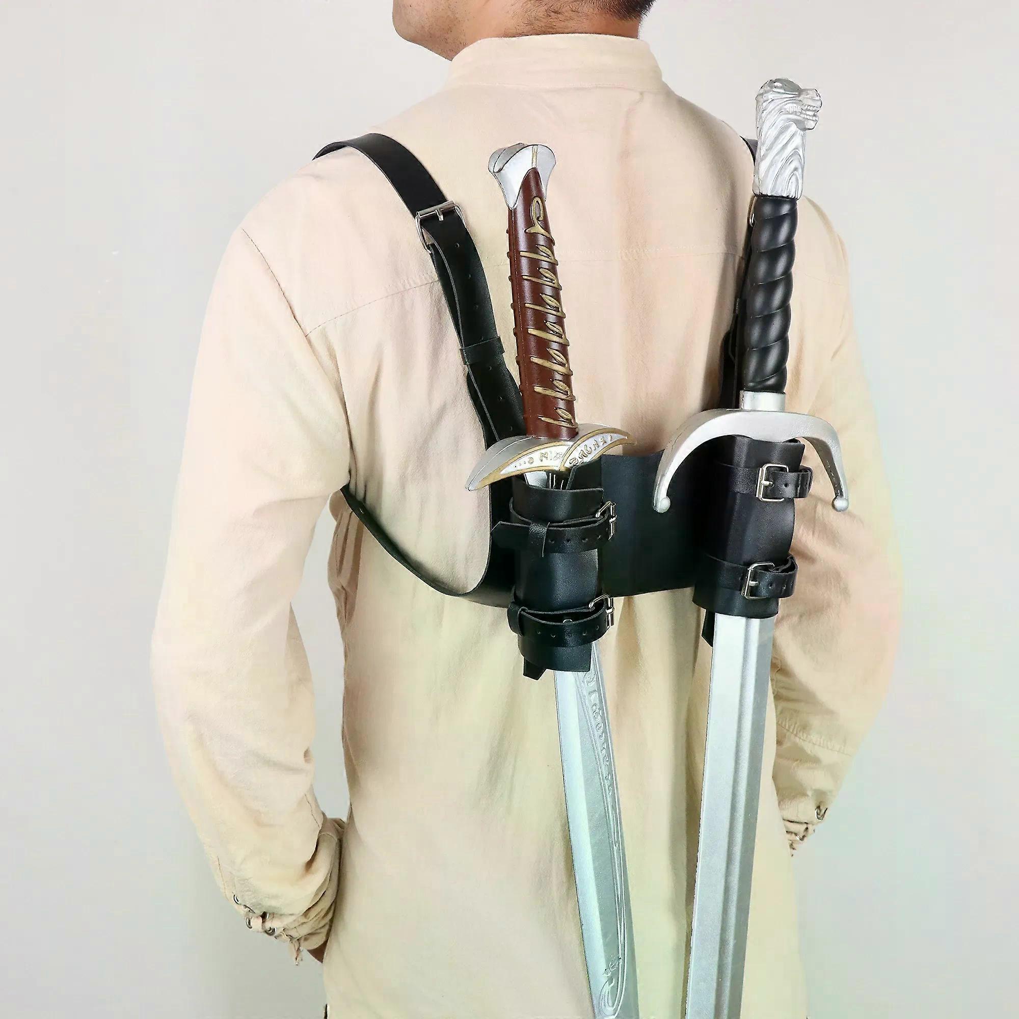 Vintage Faux Leather Medieval Back Sword Scabbard Adjustable Straps ...