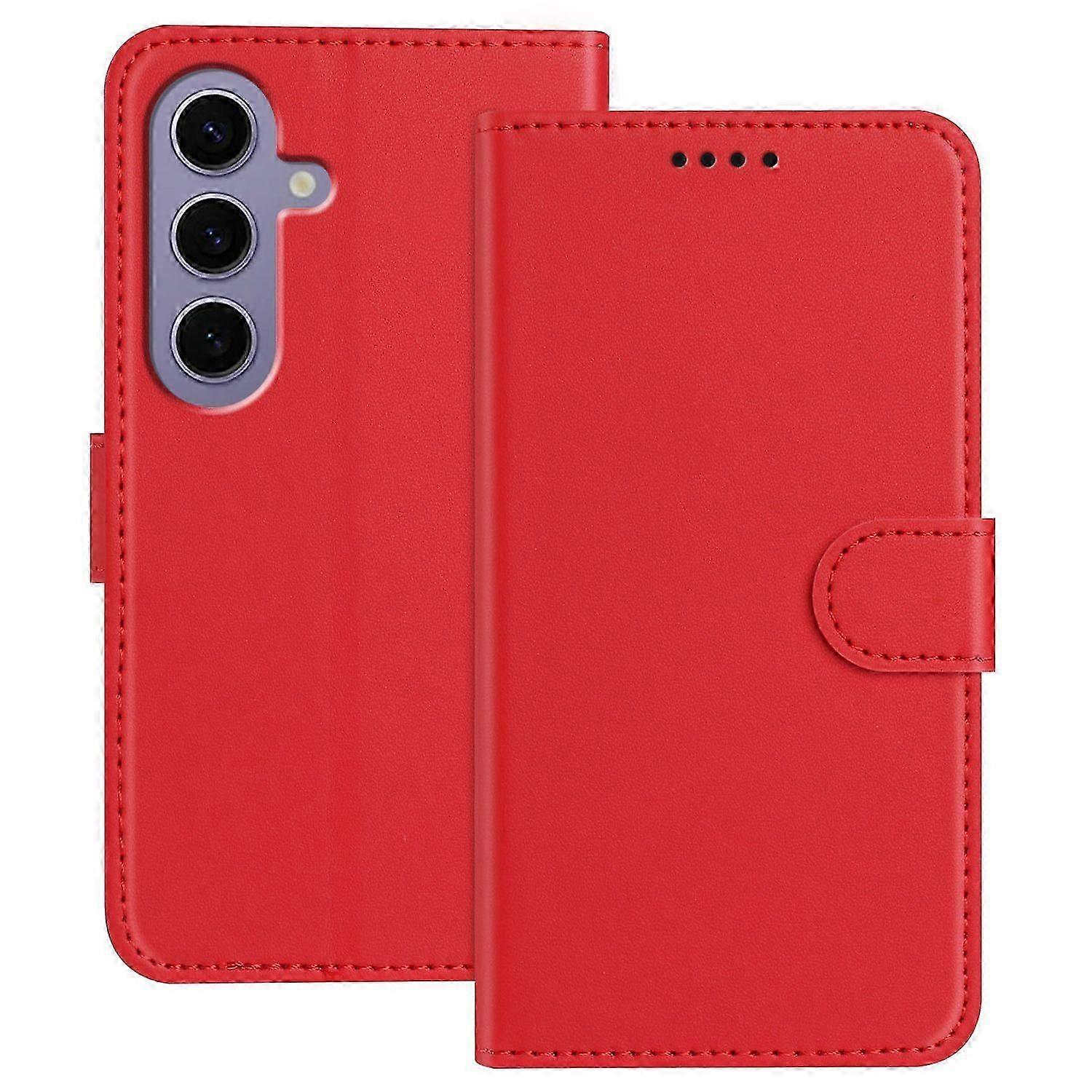 For Samsung Galaxy S24 Leather Case Wallet Stand Solid Color Anti Drop ...
