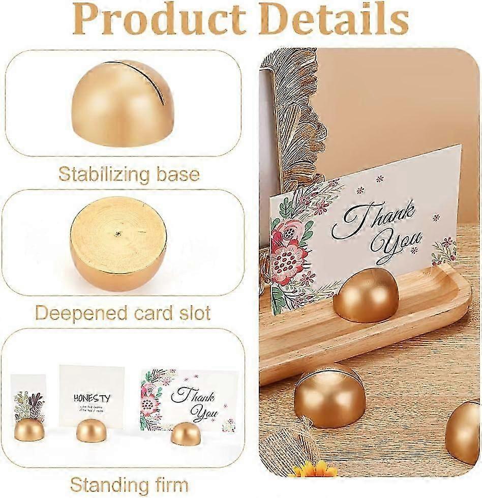 20Pcs Round Table Number Stands Golden Wood Memo Photo Stand 1.5mm Slot ...