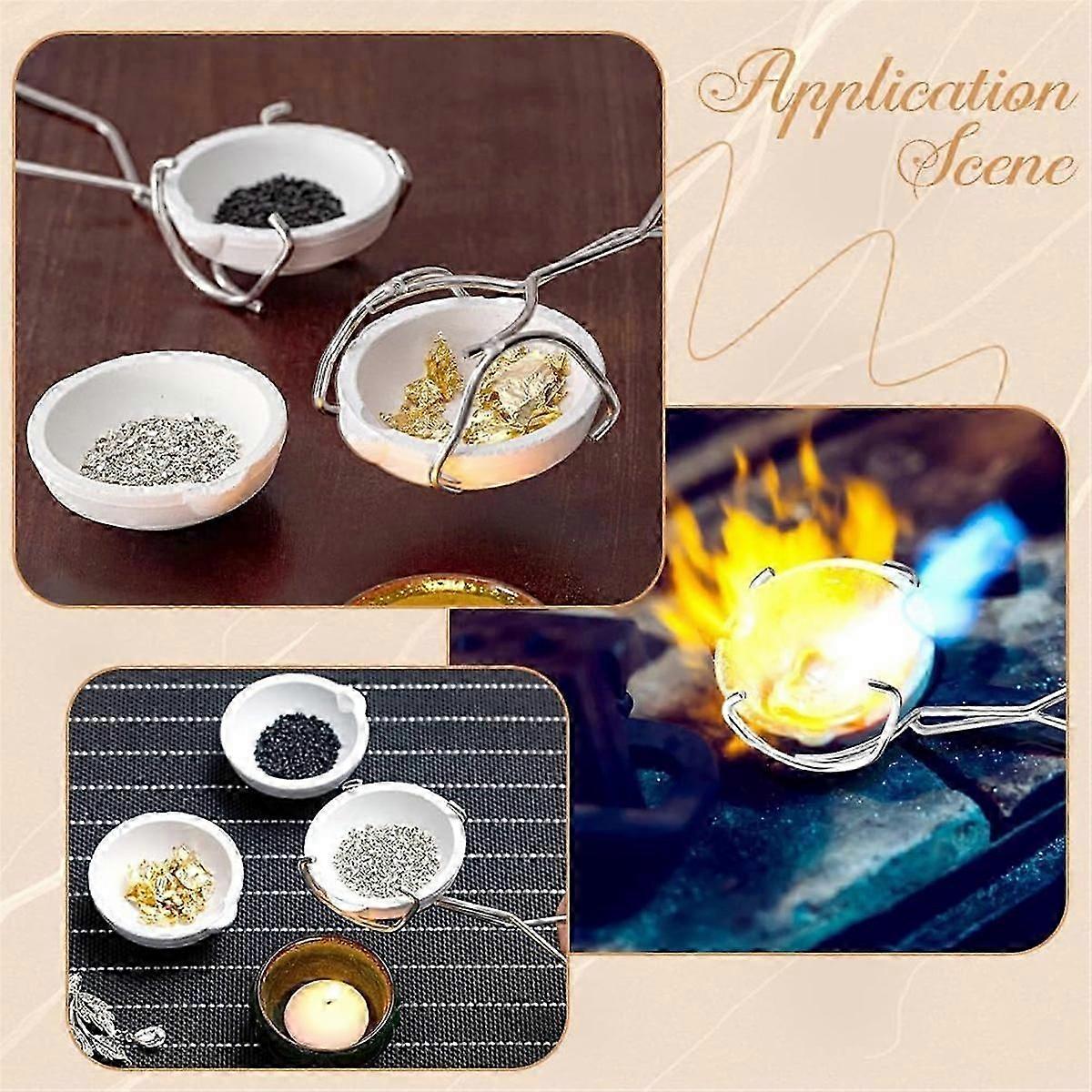 4Sets Ceramic Melting Dish Melting Crucible Kit with Tongs Quartz ...