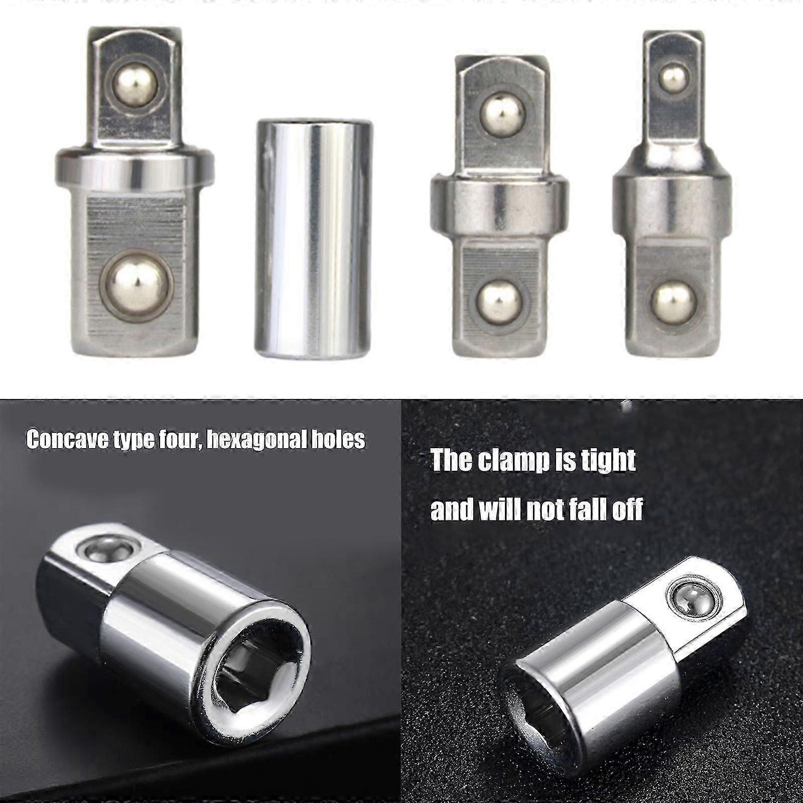 Double Head Steel Socket Converter 1/4 to 3/8 or 1/2 Inch Square Drive ...