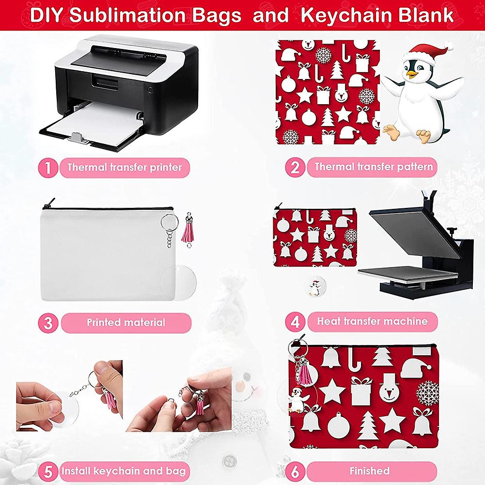 10 Pieces Sublimation Blanks Pouch DIY Heat Transfer Makeup Bags Iron ...