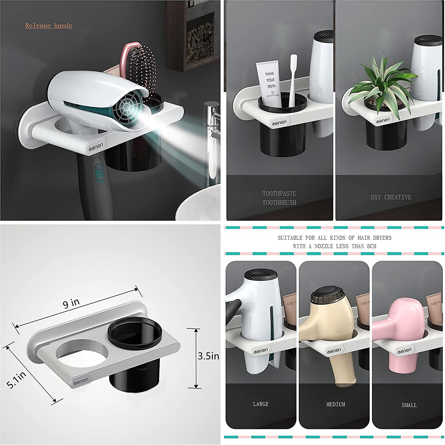 Hair Dryer Rack Hair Dryer Rack, Wall-mounted Bathroom Multi-function ...