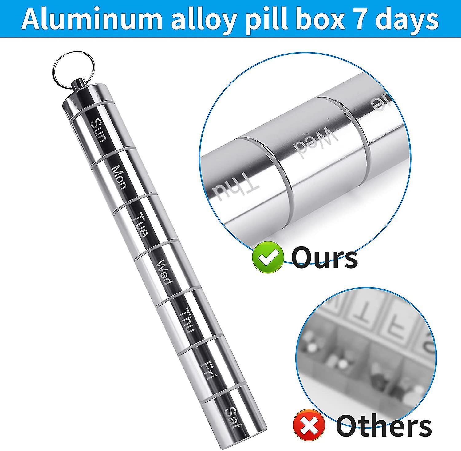 Metal Pill Box Organizer , 7 Day Pill Organizer, Waterproof Emergency ...