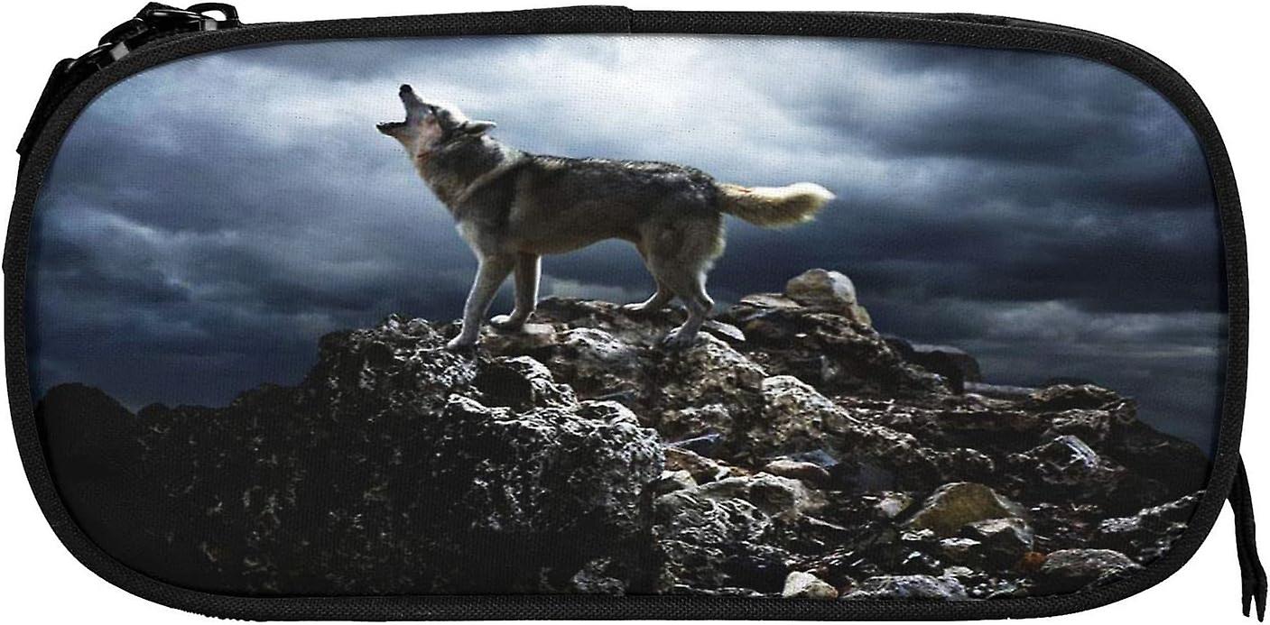 Pencil Case Large Capacity Pencil Pouch Gray Animal Lone Wolf Pencil ...