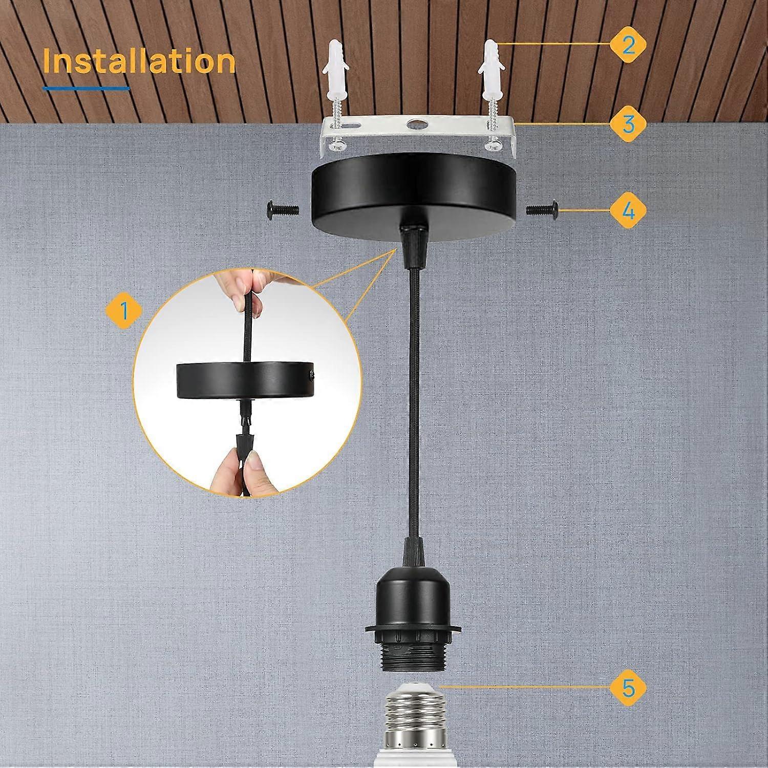 Lamp suspension E27 with screw ring, 100cm textile cable height ...