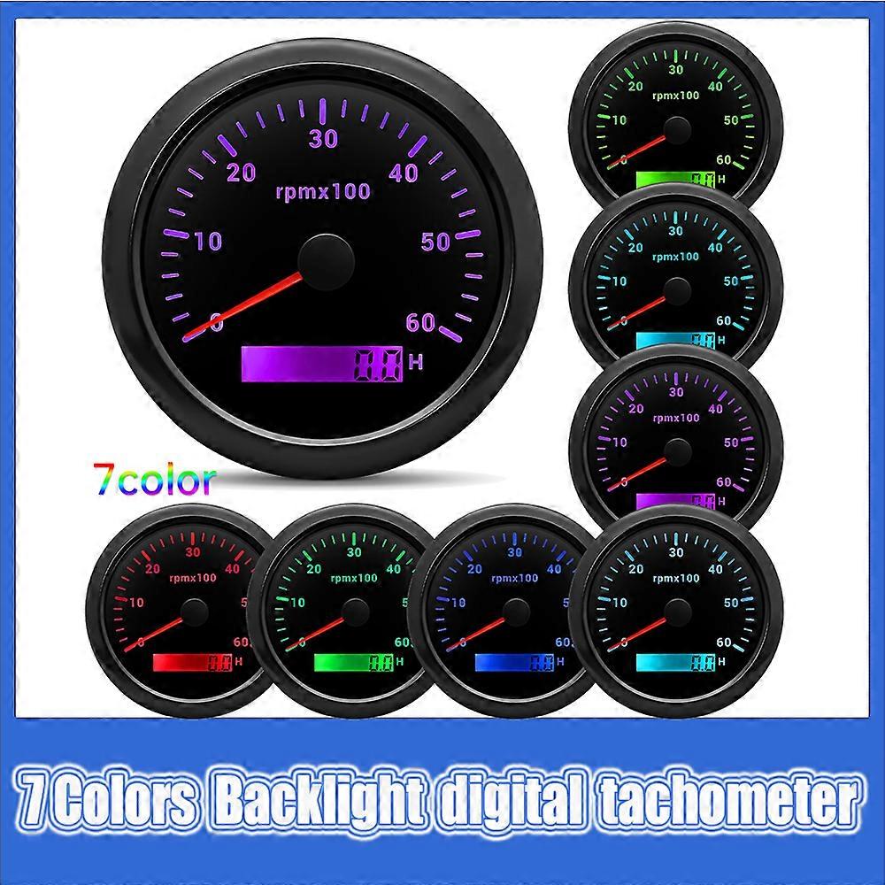 Boat Tachometer 3000-8000rpm LCD Hour Meter Digital Tachometer 7Colors ...