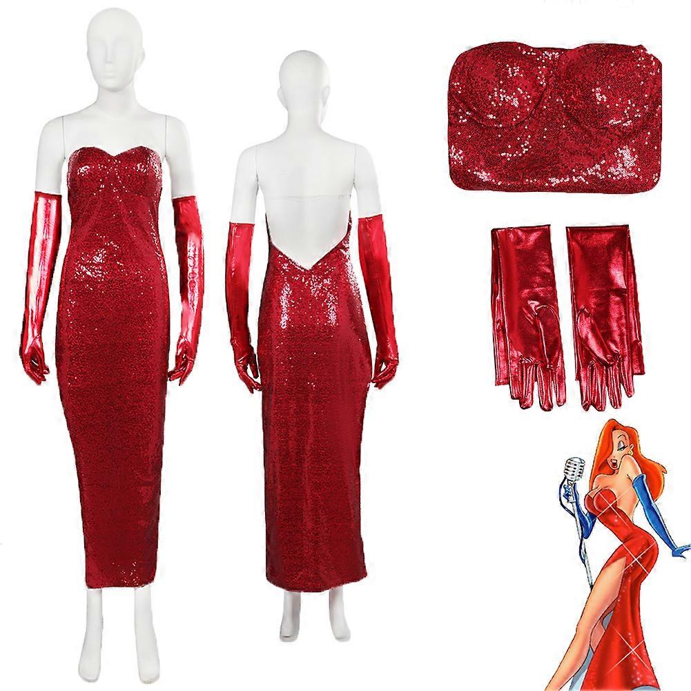 Movie Who Framed Cos Roger Rabbit Jessica Cosplay Costume Sexy Dress ...