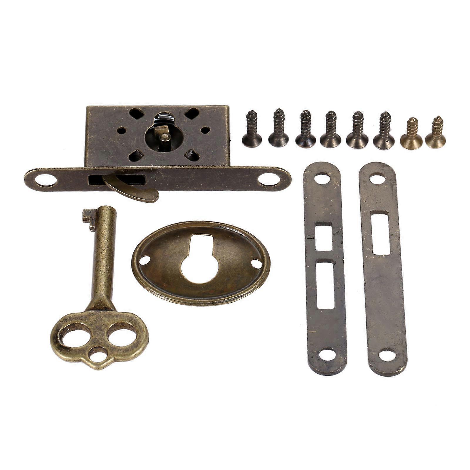 DRELD Antique Furniture Counter Drawer Bronze Lock Retro Wooden Jewelry ...