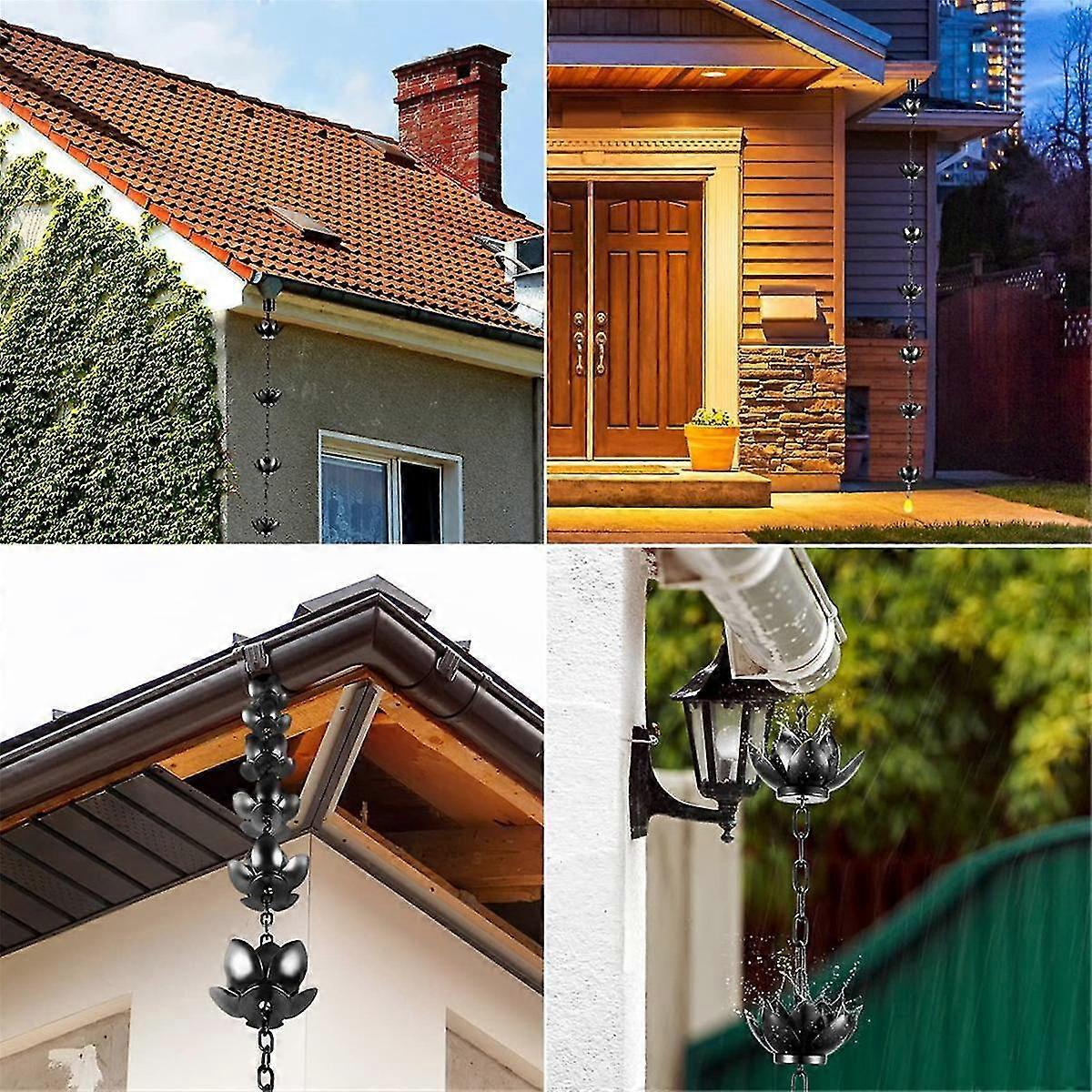 Regnkedjeset, 4ft kopparpläterad regnkedja för rännor med adapter ...