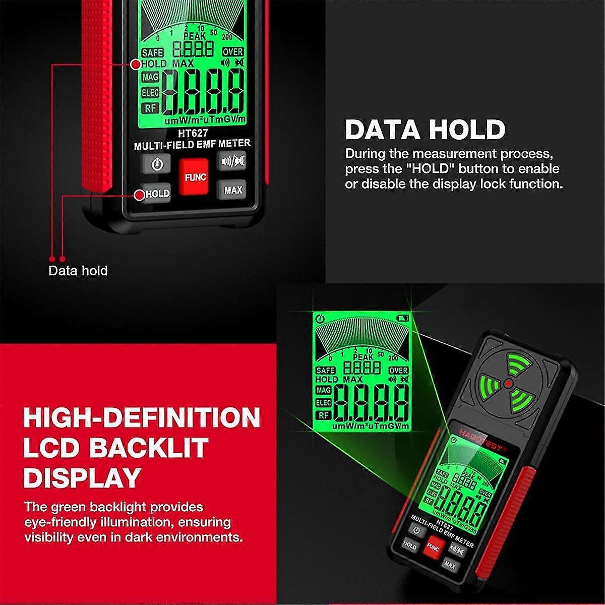 HT627 EMF Meter Professional Electromagnetic Field Radiation Detector ...