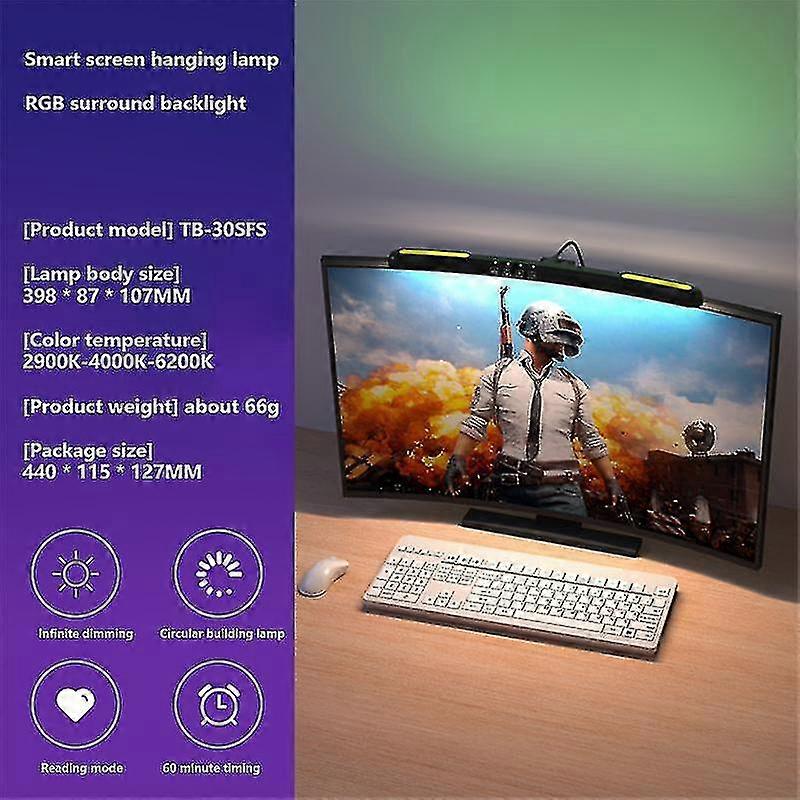 Curved Screen Mon Hanging Lamp Bar Rgb Background Stepless Dimming Pc ...