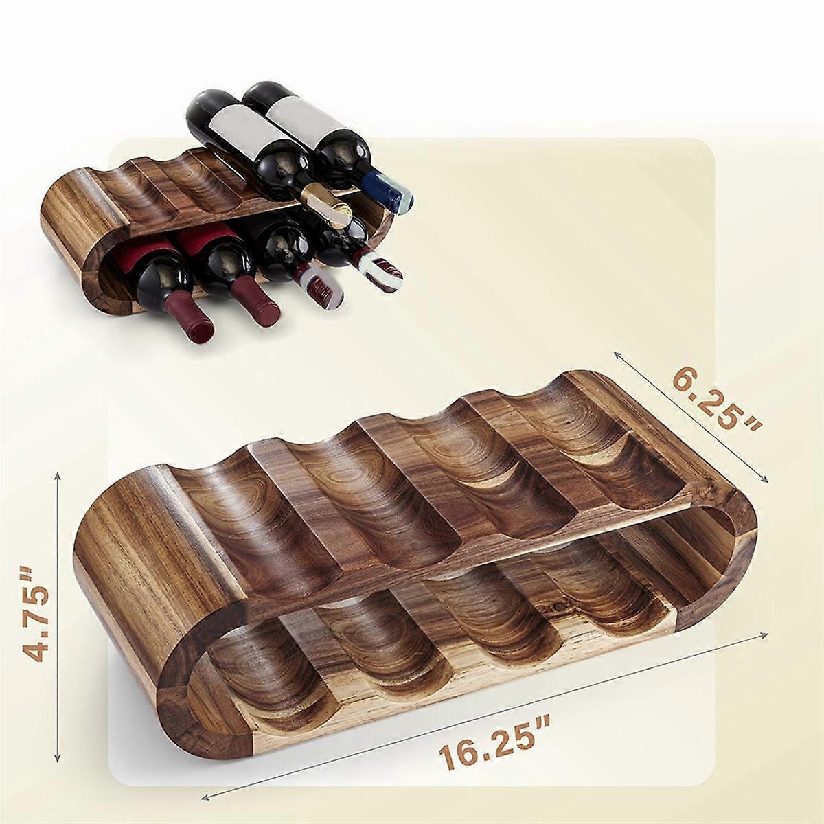 Wine Racks Countertop Bottle Holder- 2 Tier 8 Bottle Wood Wine Storage ...