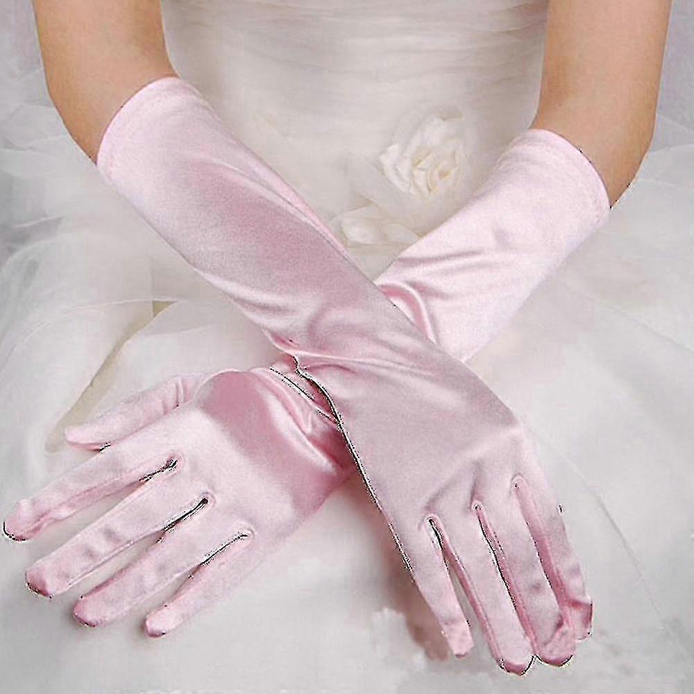 Satin Long Gloves, Womens Opera Comfy Soft Silky Evening Party Prom ...