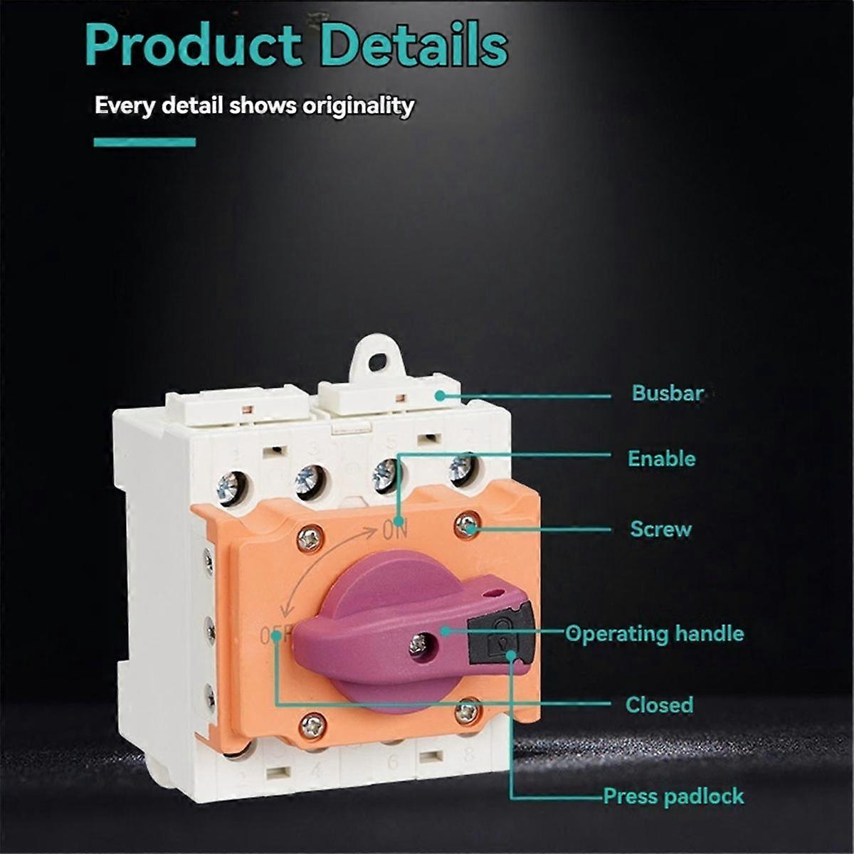 Solar Isolator Switch PV DC 1200V 32A Solar Rotating Handle Isolator ...