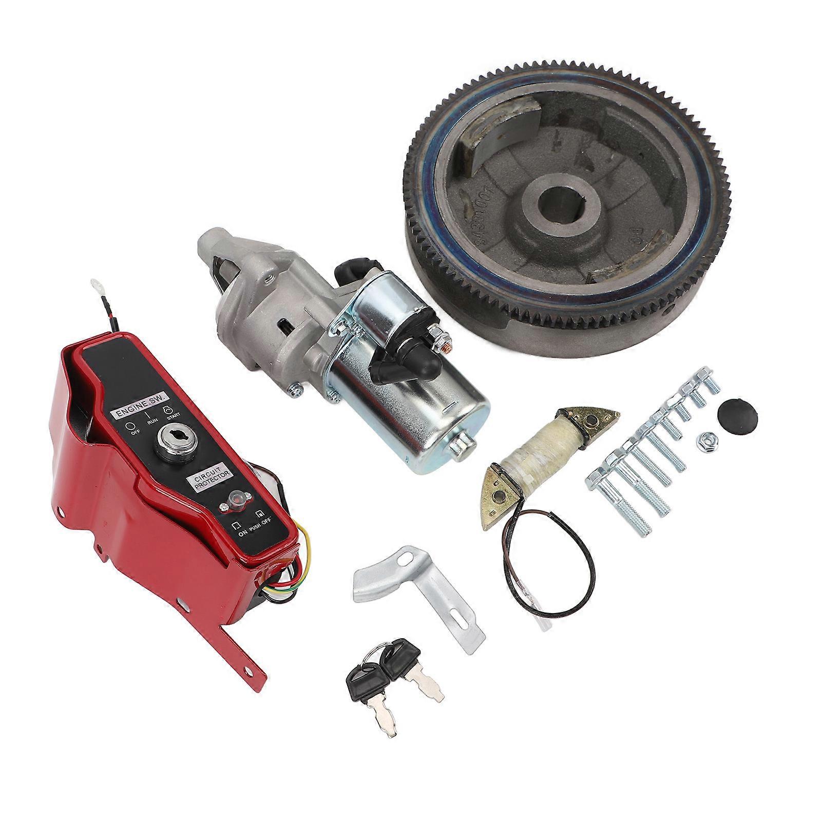 Electric Start Kit Starter Motor Flywheel Control Switch Box Electric ...