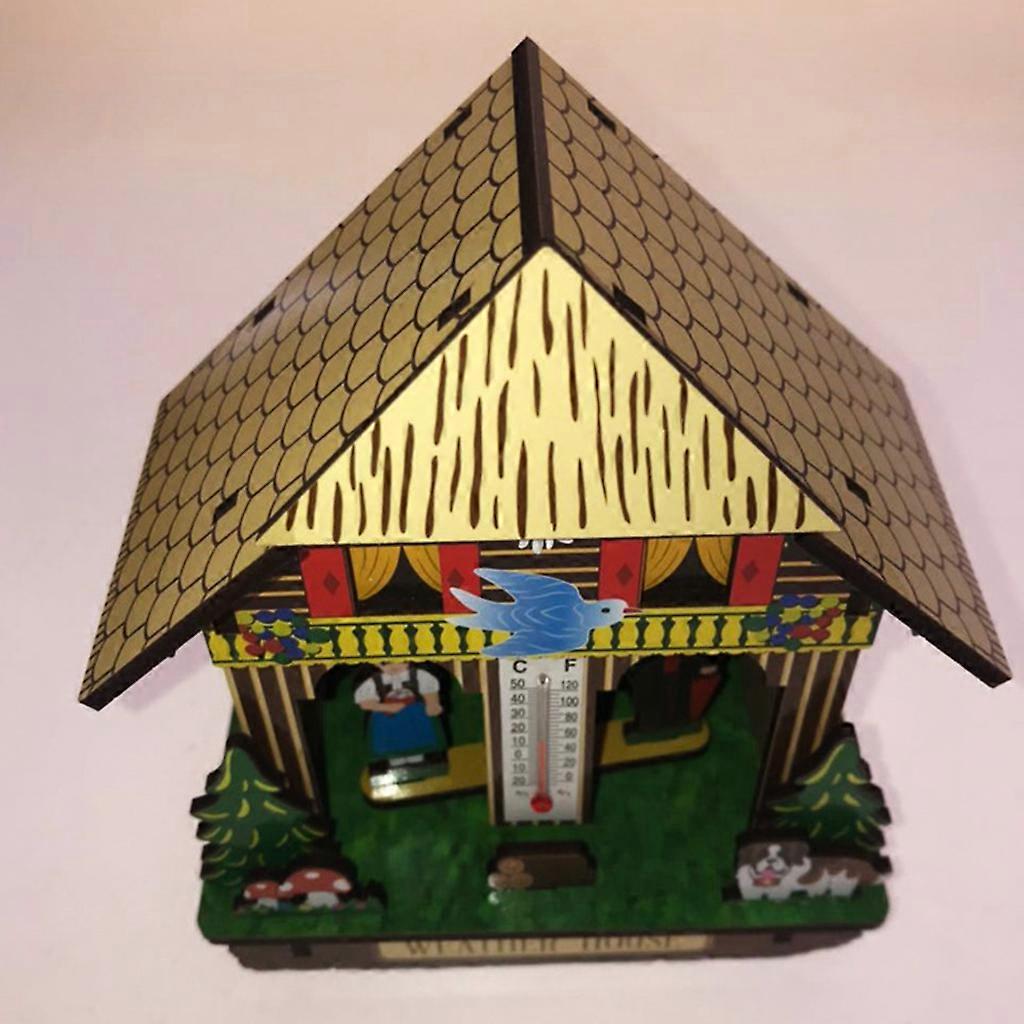 for Creative Wooden House Barometer Thermometer Wall Mounted Weather ...