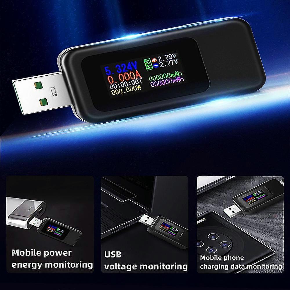 10 in 1 USB meter color screen DC digital voltmeter usb tester charger ...