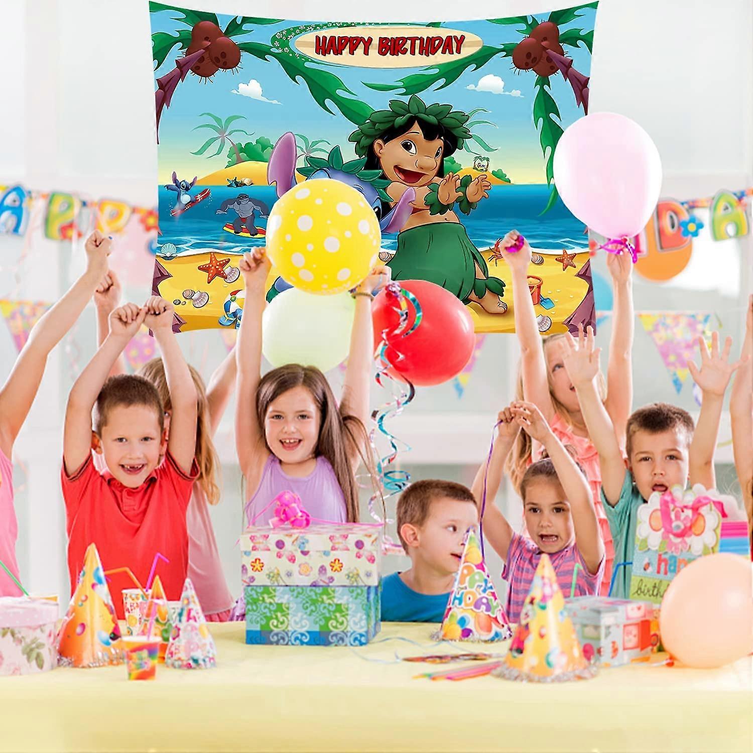Stitch&Lilo Birthday Party Supplies Backdrop, Kawaii Ohana Stitch Banner Party Decorations ...