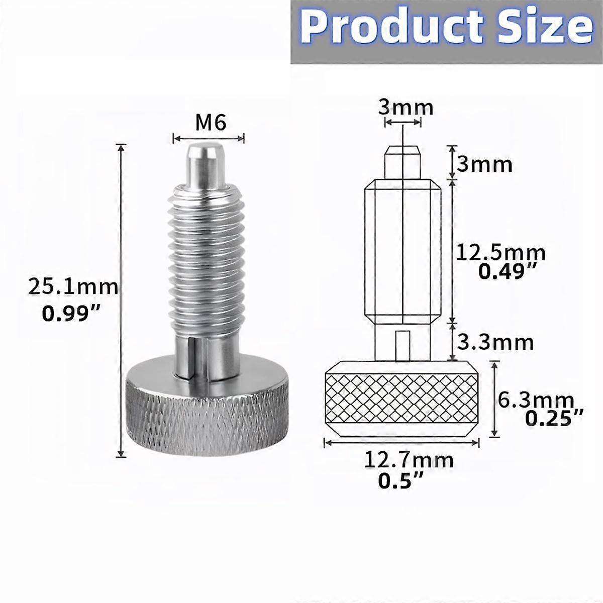 2Pcs Stainless Steel Hand Retractable Spring Plungers with Knurled ...