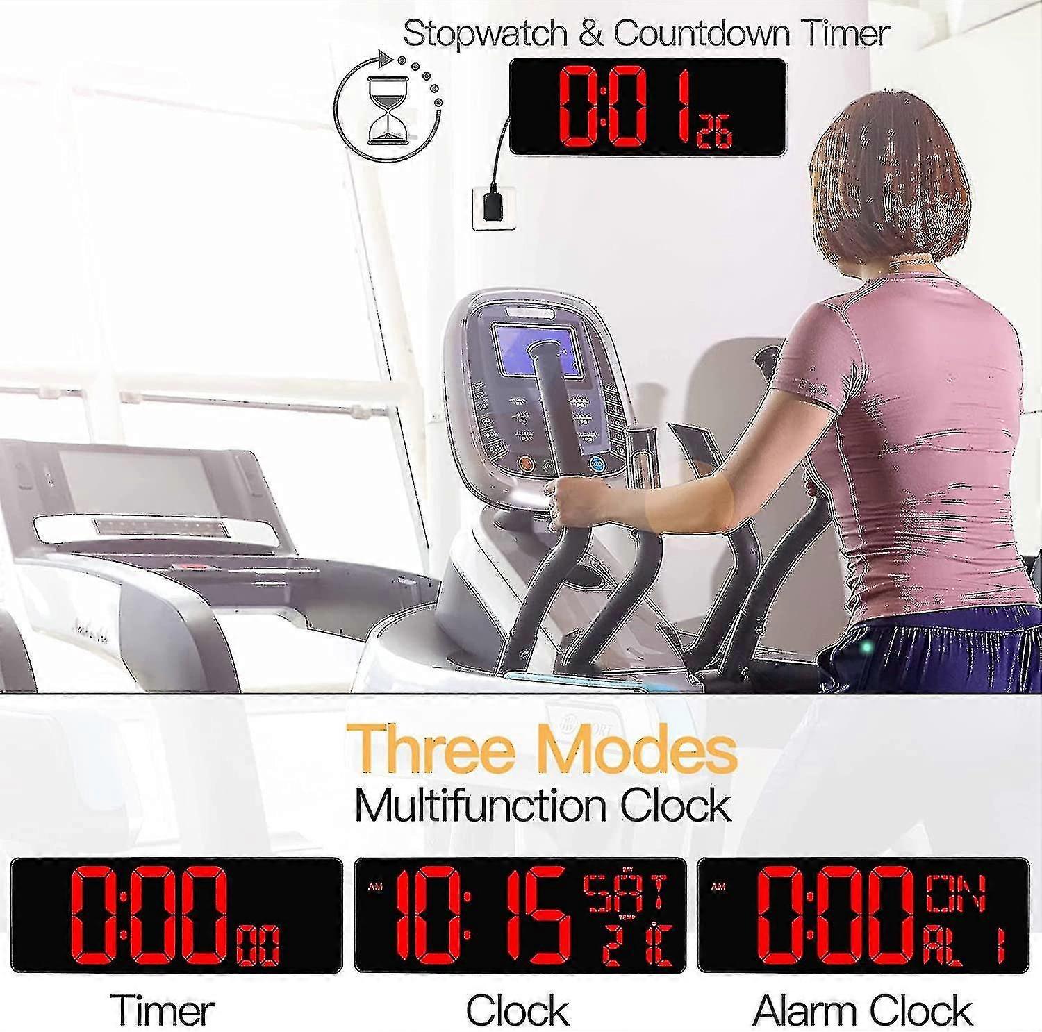 Digital Wall Clock With Remote Control, 16.5" Led Digital Alarm Clock ...