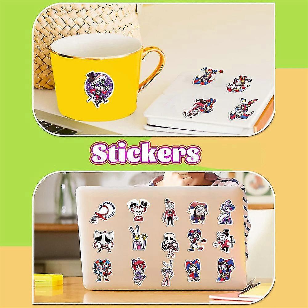 56pcs Amazing Digital Circus Stickers, Diy Waterproof Graffiti Decals ...