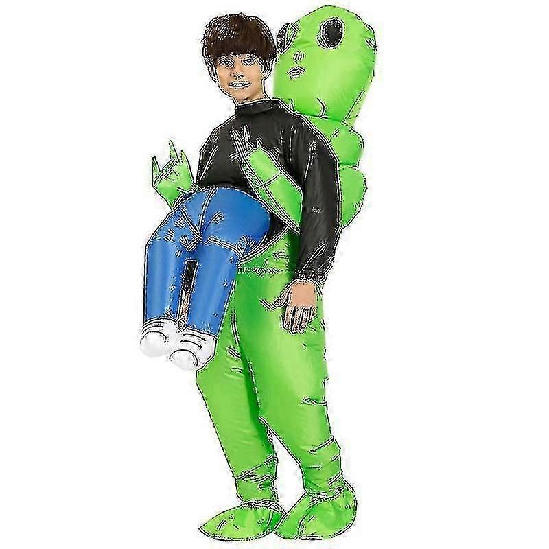 Green Alien Carrying Human Costume Inflatable Funny Blow Up Suit ...