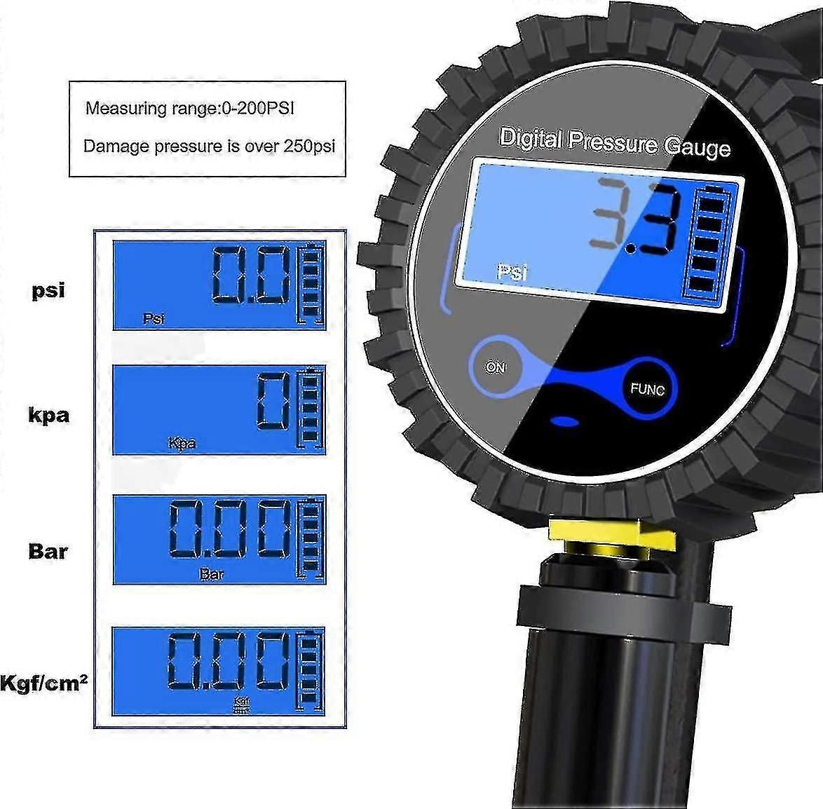 Digital Tyre Pressure Gauge 250 PSI with Air Pump Gun, Precision ...