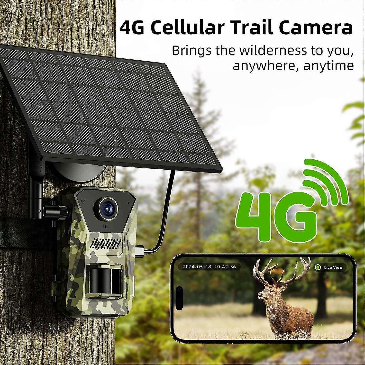 F8 Solar 4G Trail Camera Waterproof PIR Night Vision HD Outdoor Hunting ...