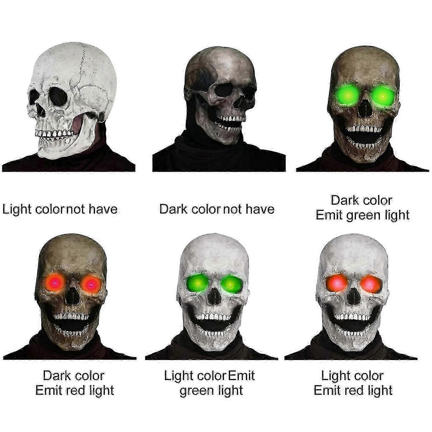 Halloween Skull Mask Horror Glow Eye Full Head Skull Masks Helmet ...