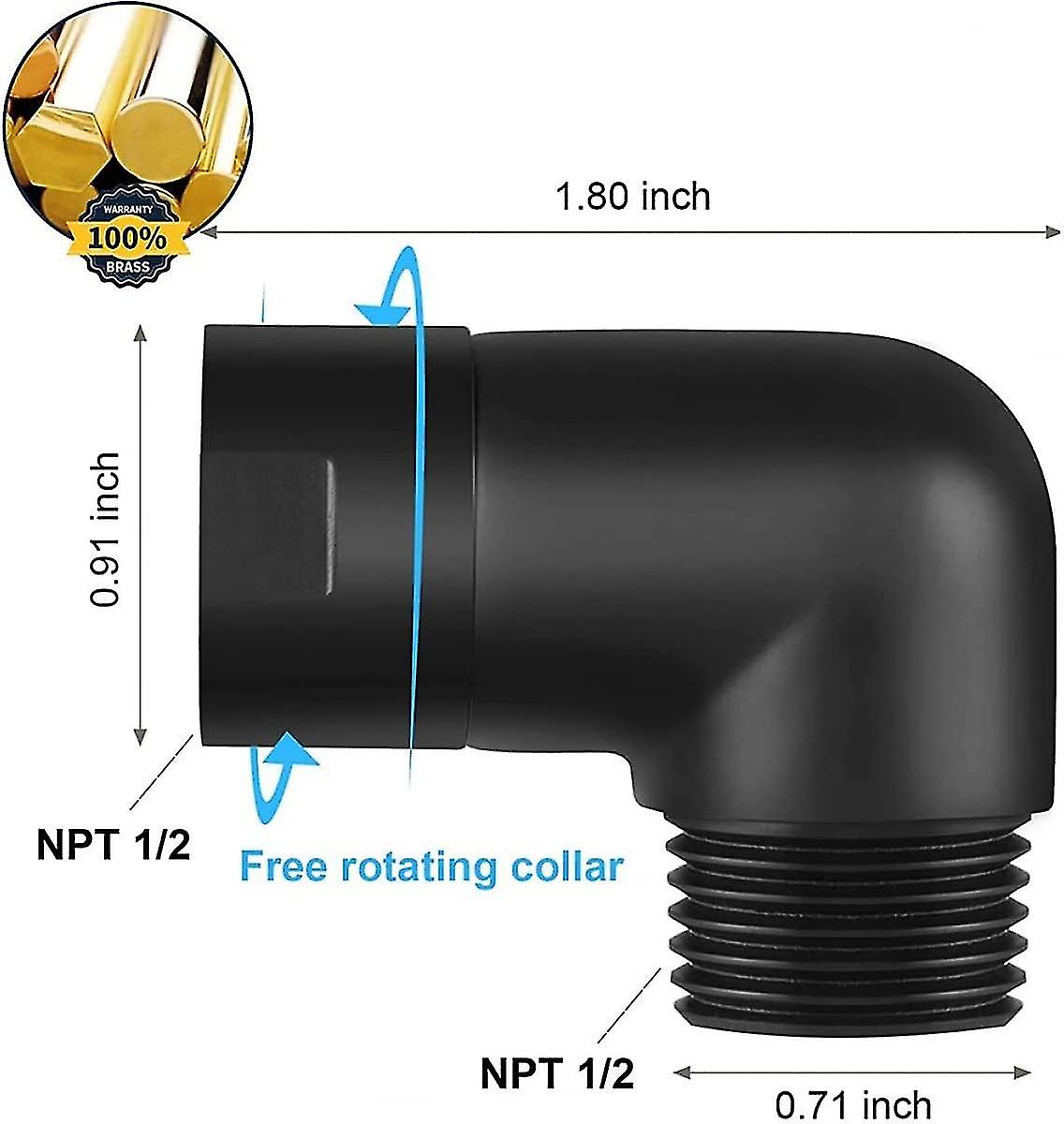 Hand Shower Elbow Adapter For 90 Degree Shower Arm Matte Black | Fruugo IT