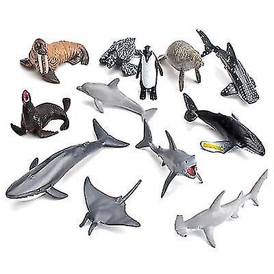 Sea Animals Toys 12 PCS Ocean Creatures Action Models Mini Size Marine ...
