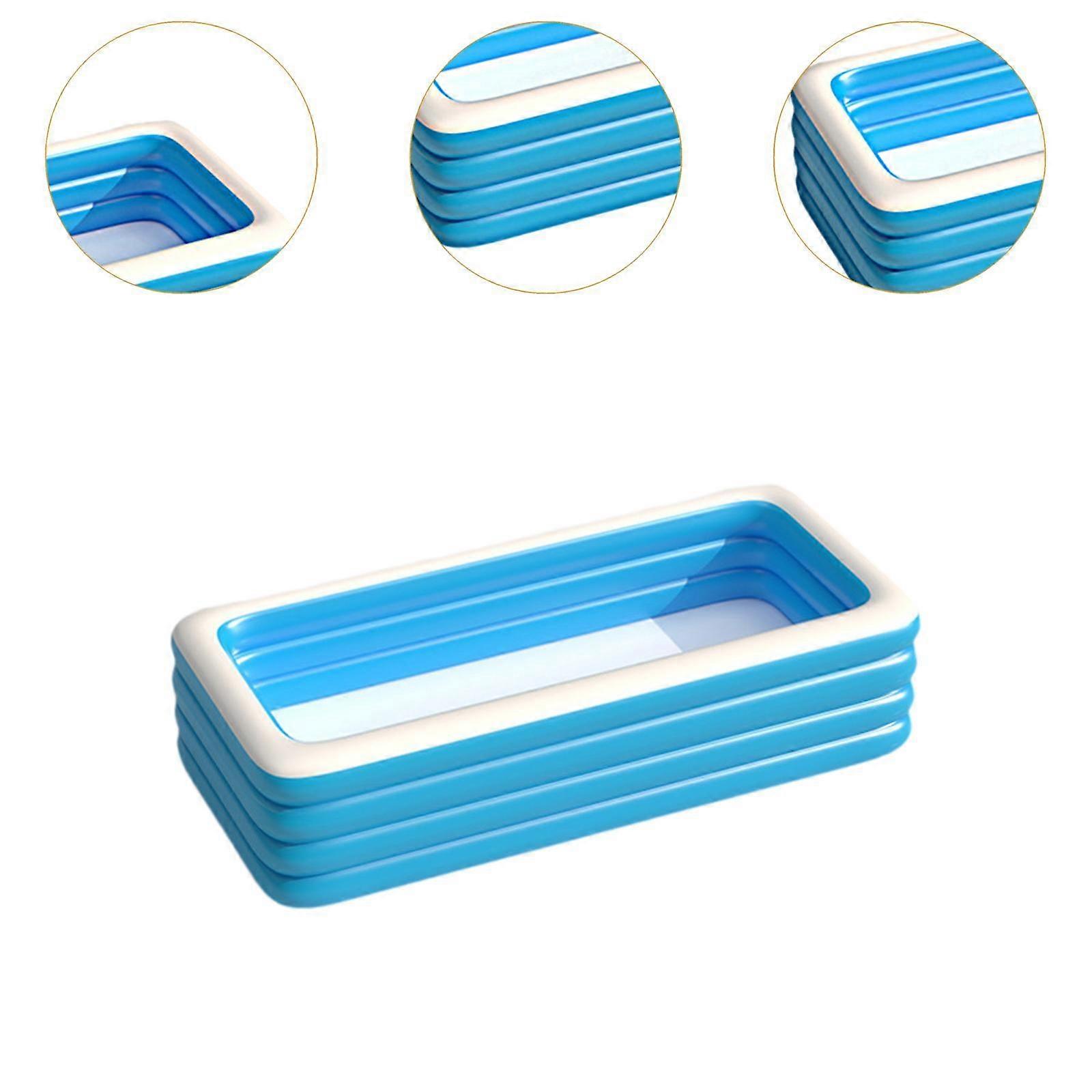 Inflatable Pool for Kids and Adults Blue for Children Rectangle Blow up ...