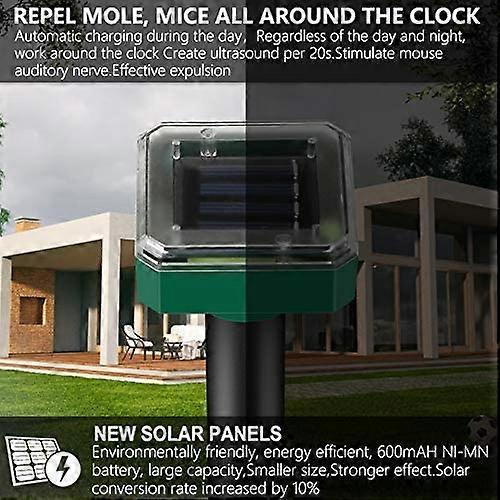 Ultrasonic Solar Mole Repeller 4 Pack, Solar Mouse Repeller Outdoor ...