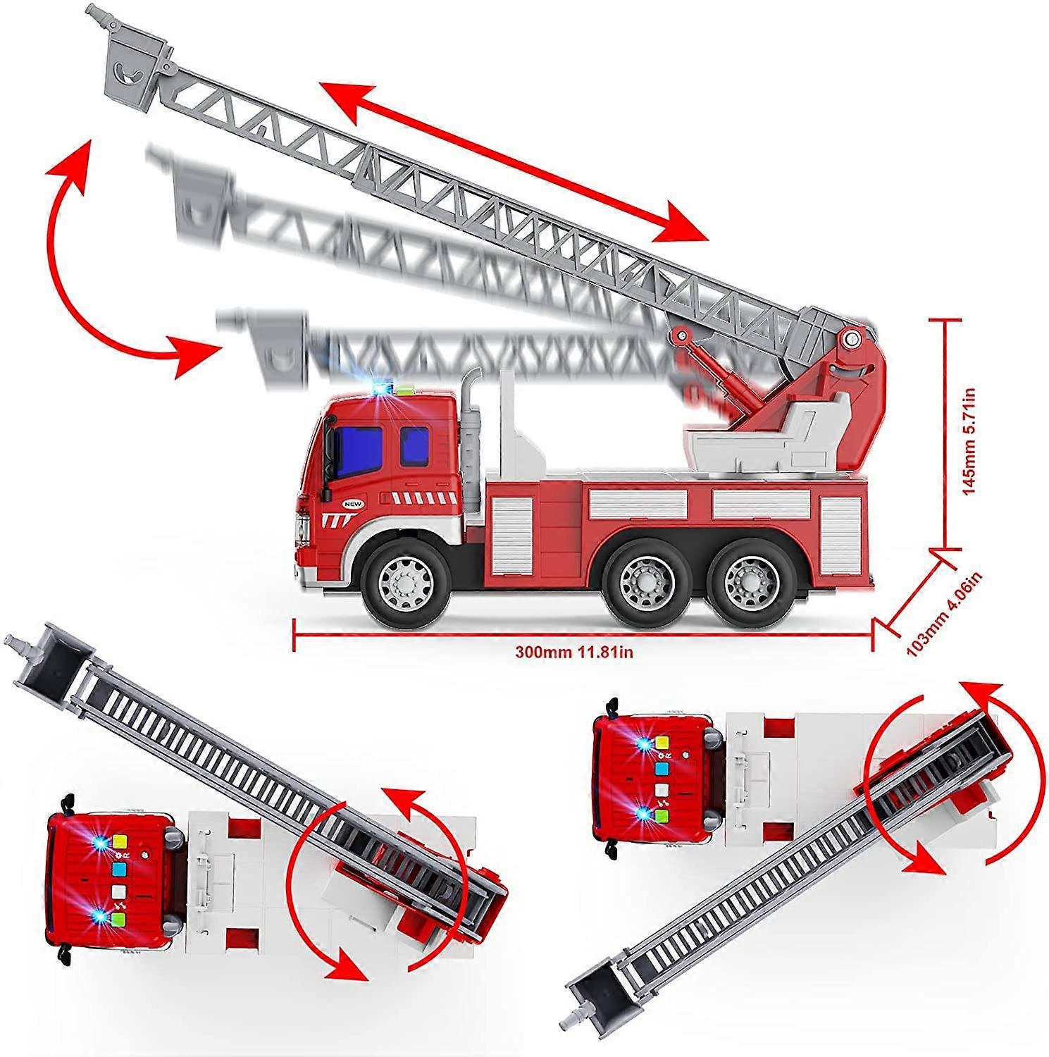 Fire Truck,Fire Truck Toy with Rotating Ladder with Sound and Light ...
